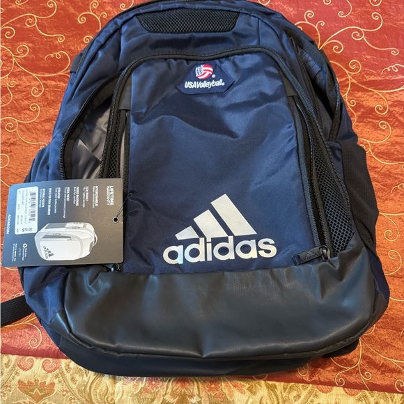 adidas | Bags | Adidas Dark Blue Backpack With White Logo | Poshmark